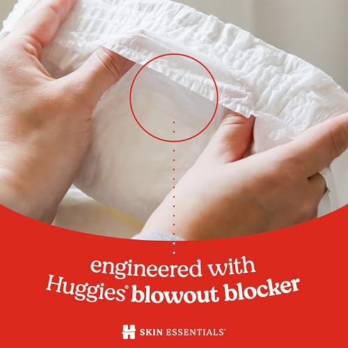 Huggies Size 1 Diapers, Skin Essentials Baby Diapers, Size 1 (8-14 lbs), 198 Count (3 Packs of 66)