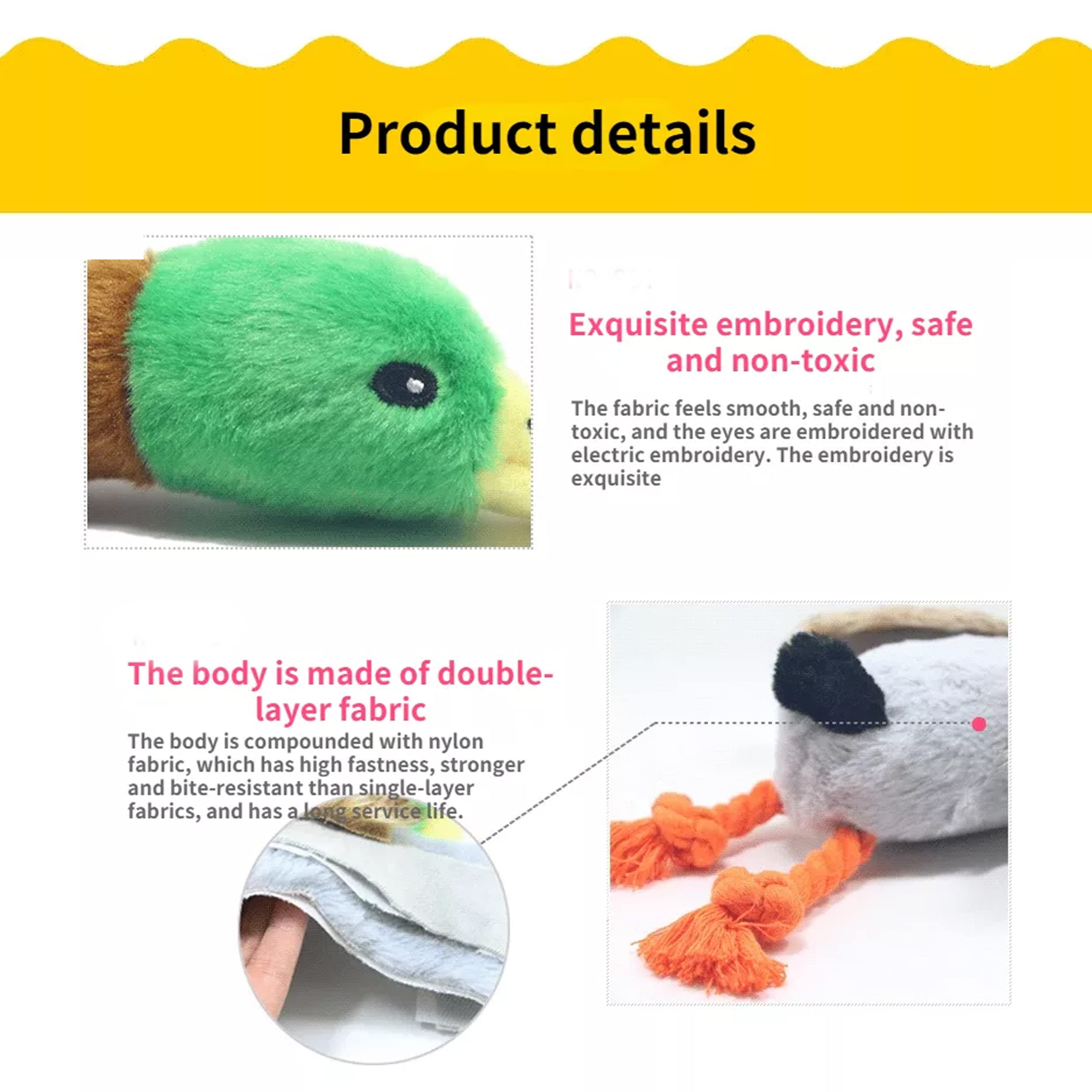 JSBlueRIdge Squeaky Plush Dog Duck Chew Toy - Keep Your Dog Busy and Happy - Set of 1