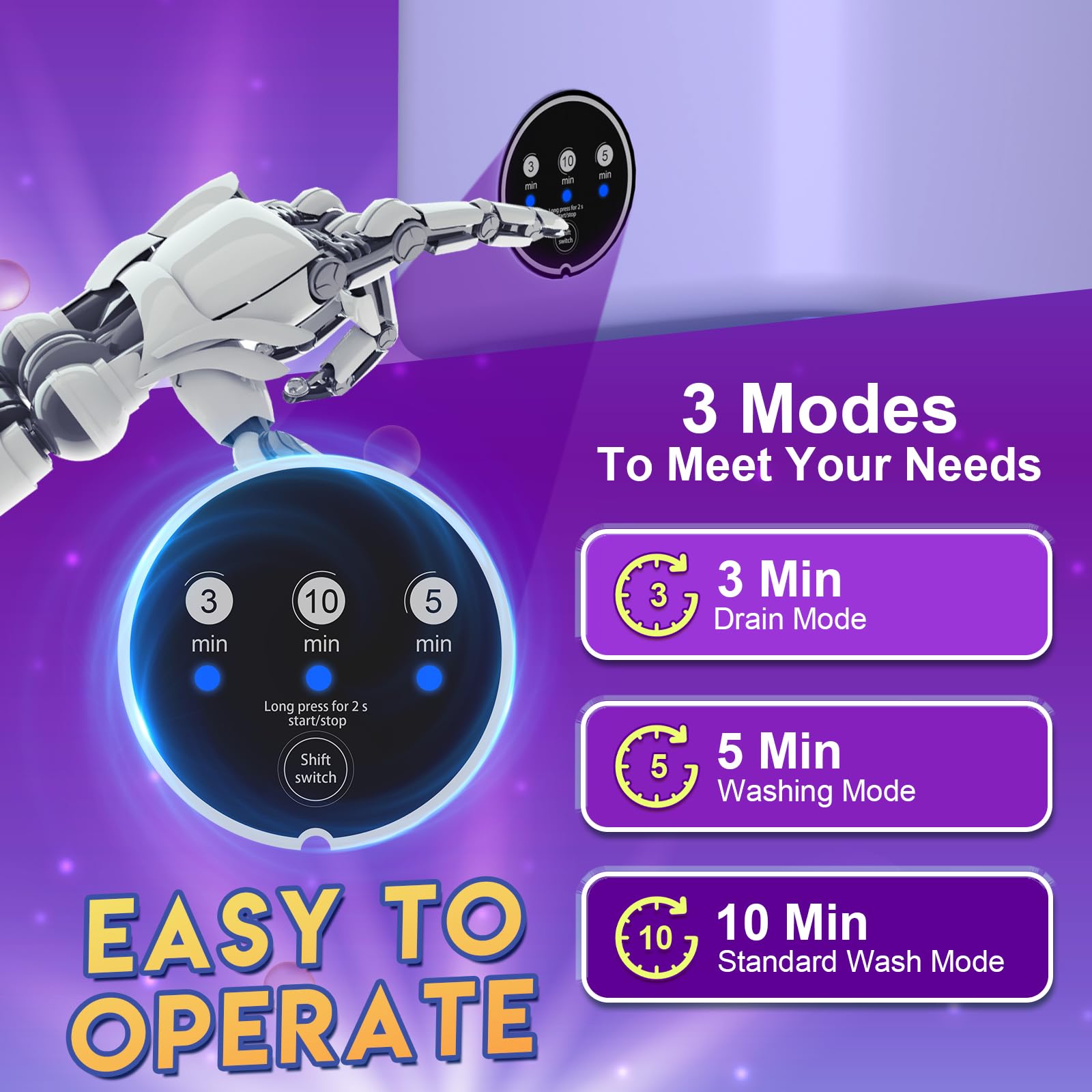 Portable Washing Machine with Upgraded 11L Capacity and Foldable Design, 3 Modes Mini Washing Machine for Deep Cleaning Underwear, Baby Clothes. Ideal for Use in RVs, Apartments, Dorms and Hotels
