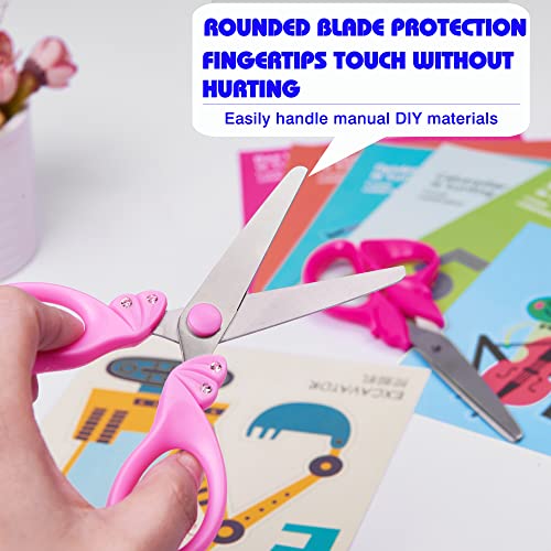 Scissors for School Kids Pink Scissors for Girl Child Safety Scissors Students Round Edge Scissors