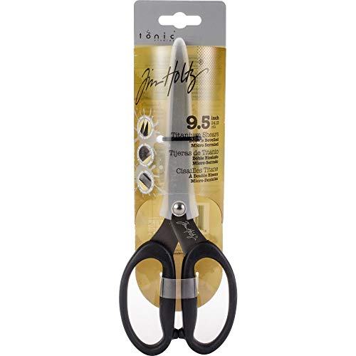 Tim Holtz Micro-Serrated Titanium Shears & Snips Scissor Set, 9.5 Double Beveled Titanium Shears & 7.5 Titanium Snips