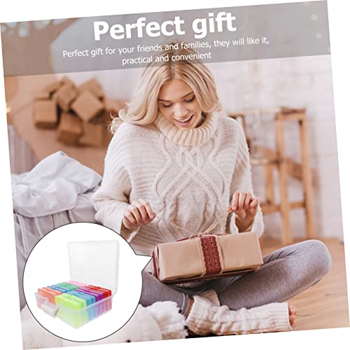 Parliky 1 Set Craft Photo X Organizer Plastic Cases Containers Photos Container Individual Case Diamond Art Project Storage Portable Stickers Clear Practical Accessory Inch for Keeper