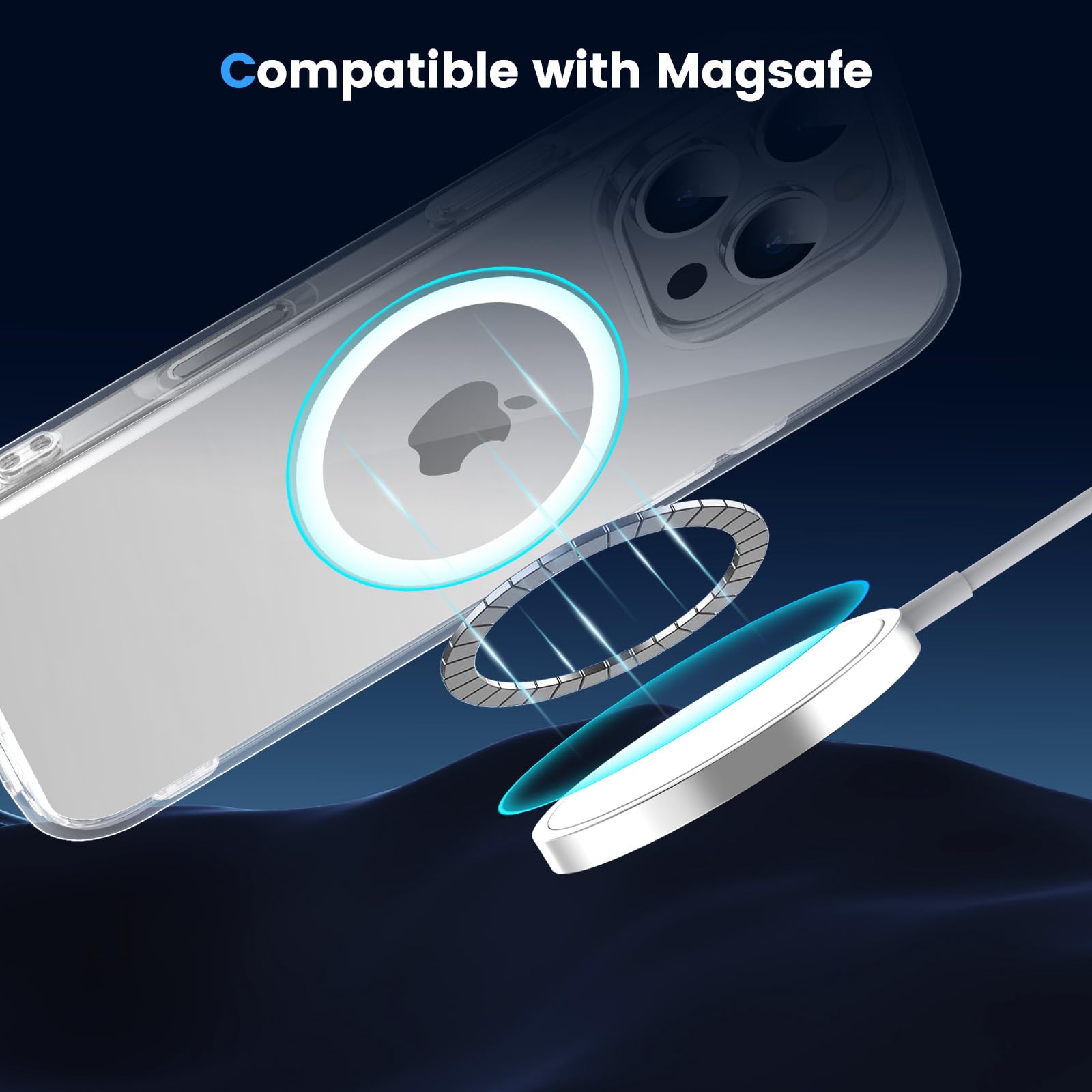 Temdan for iPhone 16 Pro Max Case Clear, [Compatible with Magsafe][Anti-Yellowing][Military-Grade Protection] Shockproof Slim Magnetic Phone Sleeve Case for iPhone 16 Pro Max, Transparent