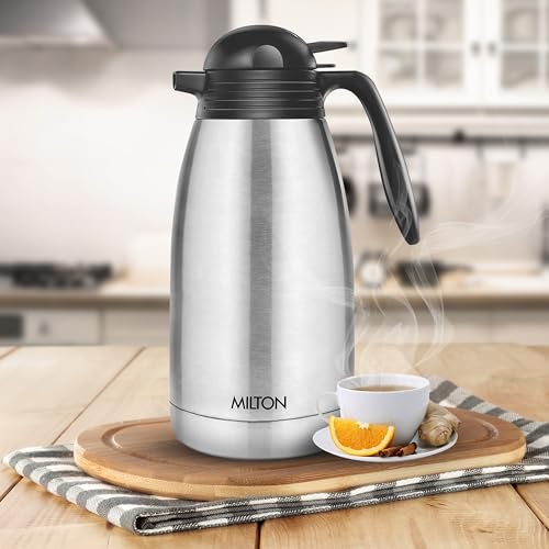 Milton Thermosteel Classic, 2000 ml | 68 oz | 2.1 qt. Stainless Steel Thermal Coffee Carafe, Hot and Cold for Long Hours, Vacuum Thermal Pot Flask for Tea a and Beverages, Rust and Leak-proof | Silver