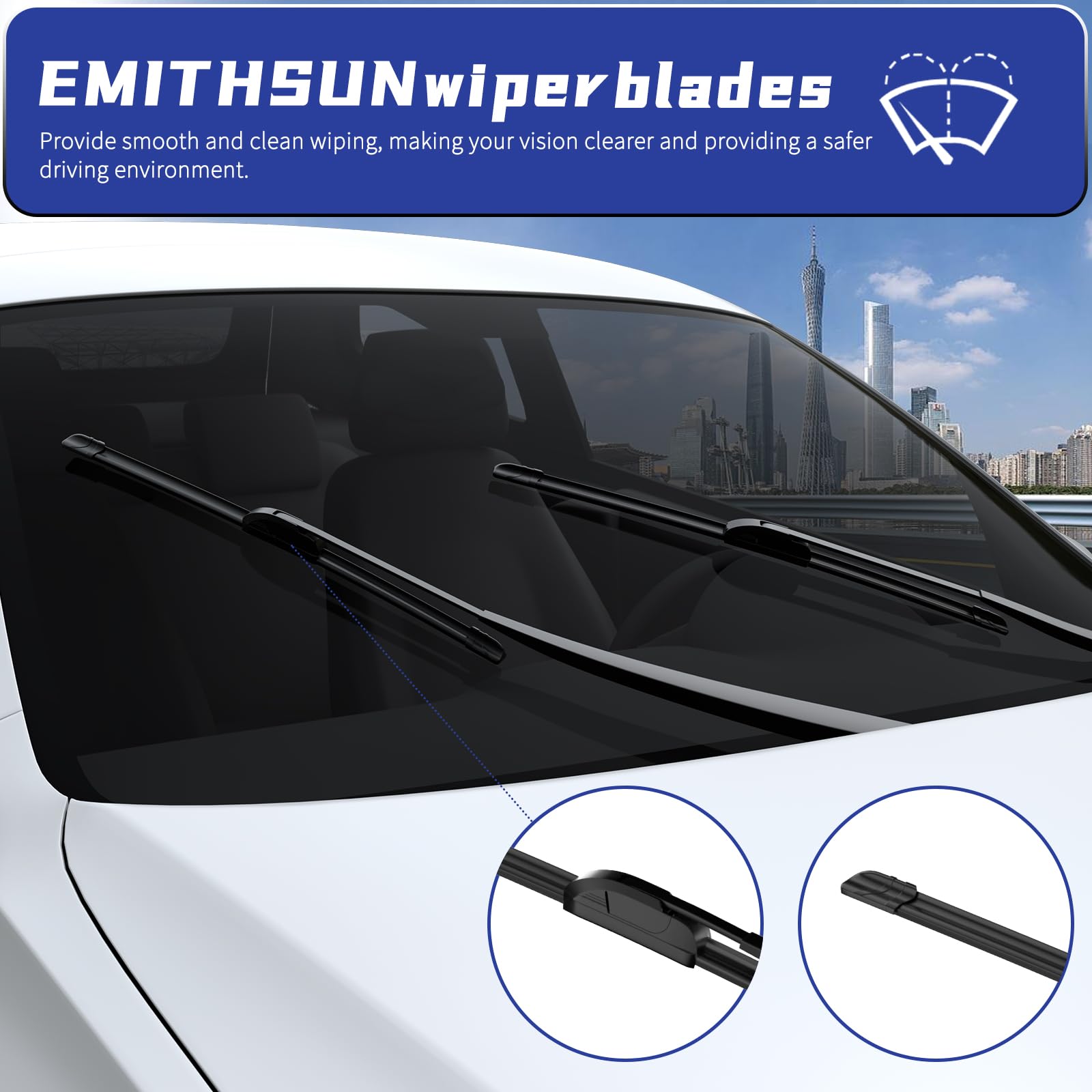 EMITHSUN OEM QUALITY 26" + 16" Premium All-Seasons Stable And Quiet Windshield Wiper Blades(Set of 2)