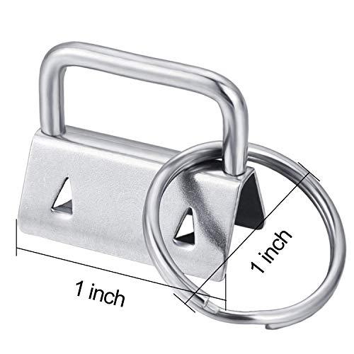 Prerrysurpasse 60Sets 1"Key Fob Hardware with 1Pcs Key Fob Pliers , Glass Running Pliers Tools with Jaws, Studio Running Pliers Attach Rubber Tips Perfect for Key Fob Hardware Install