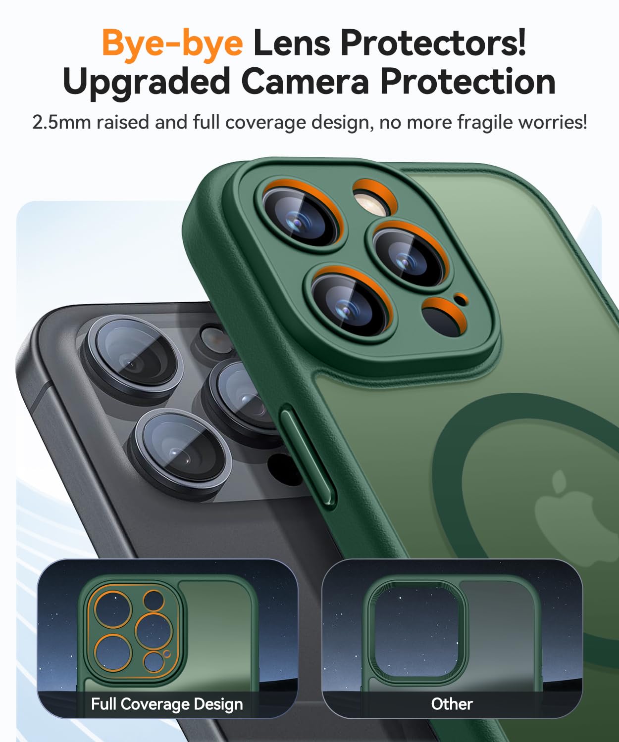 CANSHN Magnetic Compatible with iPhone 16 Pro Case, Upgraded [Full Camera Protection] [Compatible with Magsafe] [Translucent Matte] Shockproof Protective Phone Case Cover 6.3 Inch - Deep Green