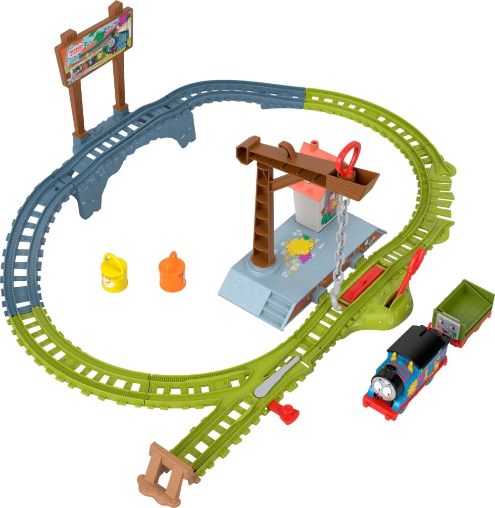 βThomas & Friends Motorized Toy Train Set Paint Delivery with Thomas & Troublesome Truck for Pretend Play Preschool Kids Ages 3+ Years