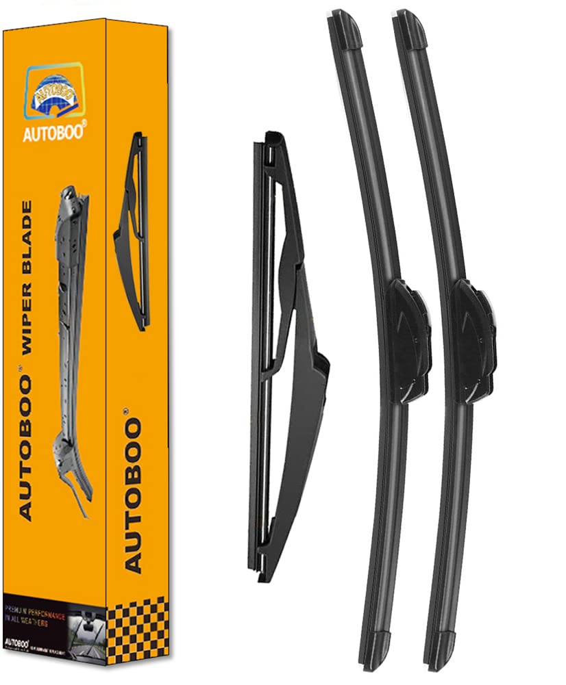 AUTOBOO 26"+16" Windshield Wipers with 12" Rear Wiper Blade Replacement for Toyota RAV4 2019 2020 2021 2022 2023,Mazda 5 2015 2014 2013 2012 2011 2010-2006 -Original Factory Quality (Pack of 3)
