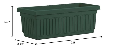Akro-Mils 18 Inch Venetian Rectangular Window Planter Box - Lightweight Plastic Indoor Outdoor Plant Pot with Drainage for Windowsill, Herbs, Flowers, Evergreen