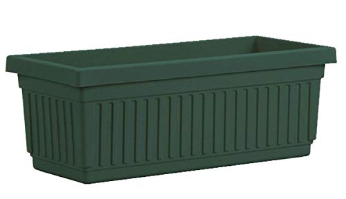 Akro-Mils 18 Inch Venetian Rectangular Window Planter Box - Lightweight Plastic Indoor Outdoor Plant Pot with Drainage for Windowsill, Herbs, Flowers, Evergreen
