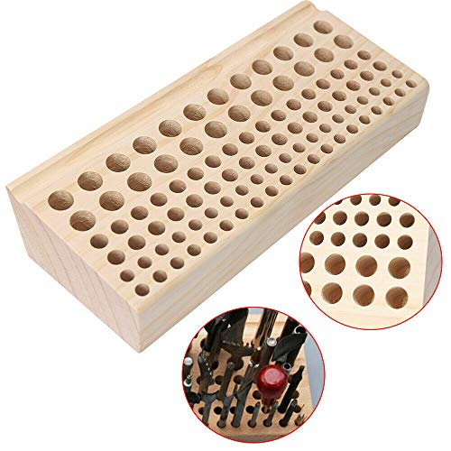 98 Holes Leather Holder Tool Wooden, Professional Tool Rack Leathercraft Stand Holder Organizer Leather Tools Storage Box for Leather Working Making Punch Tools Organizer Wooden Stamp Organizer