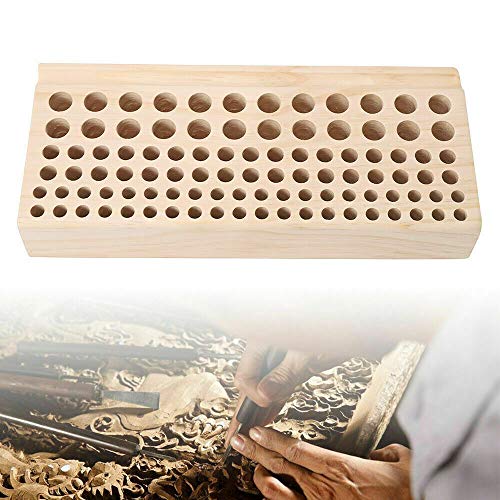 98 Holes Leather Holder Tool Wooden, Professional Tool Rack Leathercraft Stand Holder Organizer Leather Tools Storage Box for Leather Working Making Punch Tools Organizer Wooden Stamp Organizer