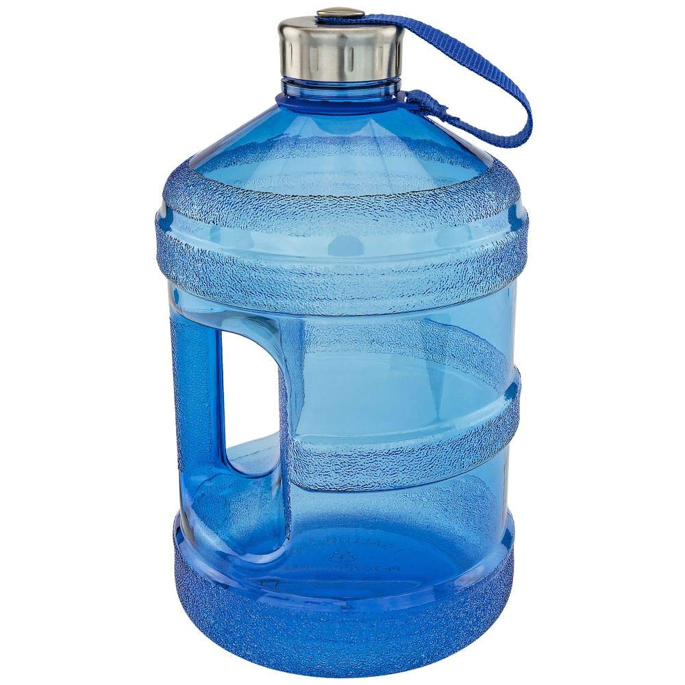 Southern Homewares SH-10323 1 Gallon BPA Free Plastic Water Bottle for Cold Liquids With Attached Leak Proof Screw Lid-For Gym Office Daily Use, Blue, One Size