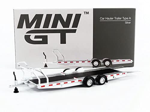 Truescale Miniatures Car Hauler Trailer Type A Silver 1/64 Diecast Model by True Scale Miniatures MGTAC15