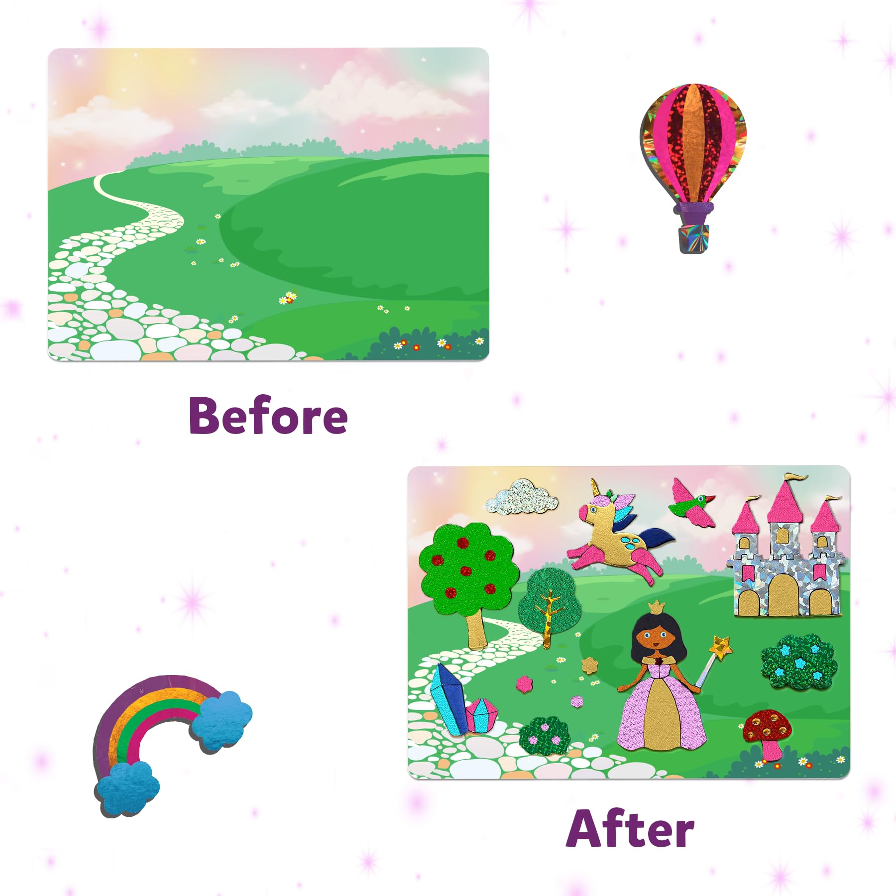 Skillmatics Foil Fun - Unicorns & Princesses, Easter Basket Stuffers, No Mess Art for Kids, Craft Kits & Supplies, DIY Creative Activity, Travel Toys, Gifts for Ages 4, 5, 6, 7, 8, 9