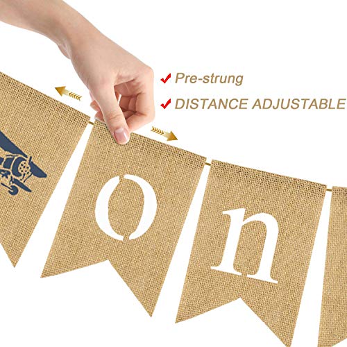 Jute Burlap Airplane Theme One High Chair Banner Boy 1st Birthday Party Highchair Decoraiton