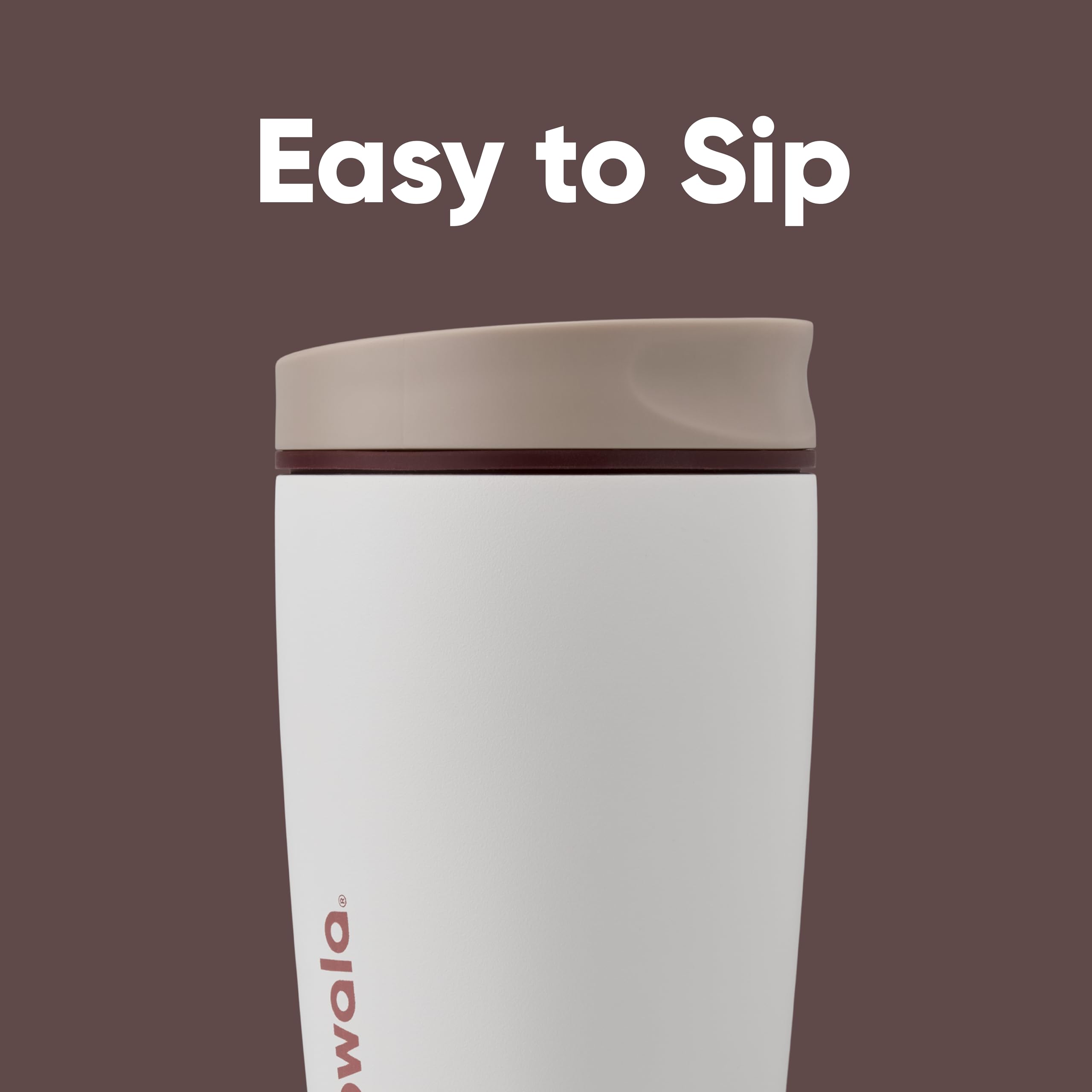 Owala SmoothSip Slider Insulated Stainless Steel Coffee Tumbler, Reusable Iced Coffee Cup, Hot Coffee Travel Mug, BPA Free 12 oz, Tan/White (Vanilla Bean)