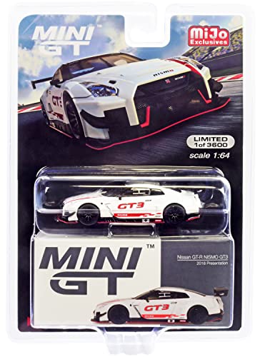 Truescale Miniatures GT-R GT3 White w/Silver Top & Graphics 2018 Presentation Ltd Ed to 3600 pcs Worldwide 1/64 Diecast Model Car by MGT00327