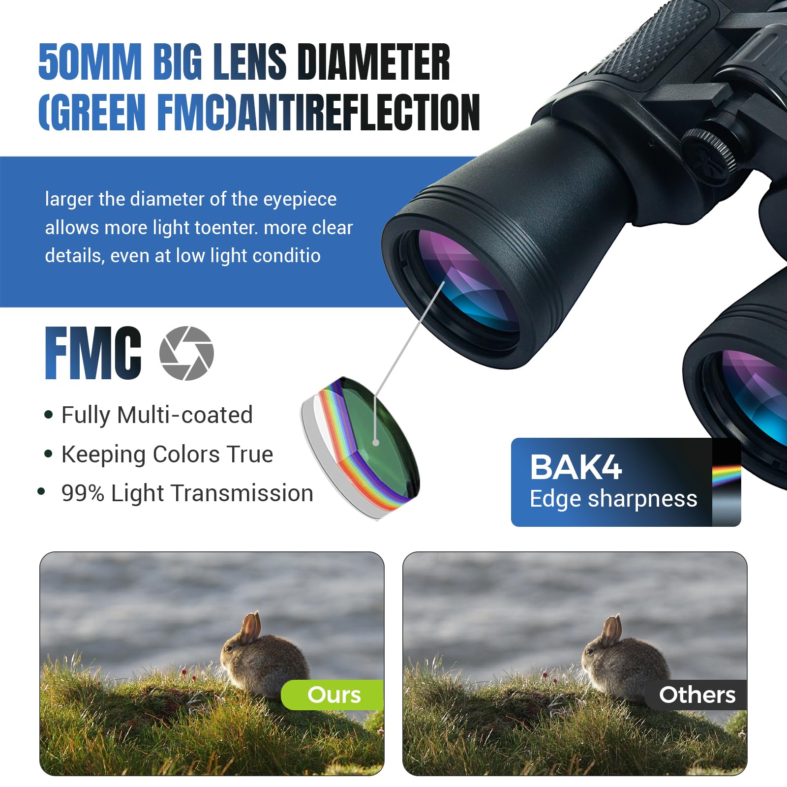30x50 High Powered Binoculars for Adults, Waterproof Compact Binoculars with Low Light Vision for Bird Watching Hunting Football Games Travel Stargazing Cruise with Carrying Bag