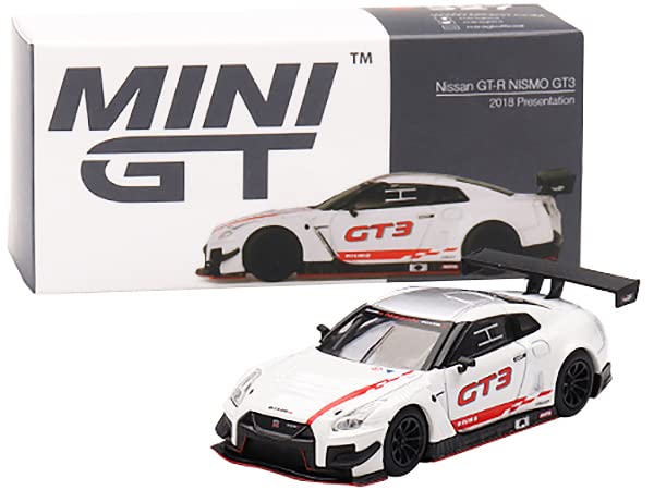 Truescale Miniatures GT-R GT3 White w/Silver Top & Graphics 2018 Presentation Ltd Ed to 3600 pcs Worldwide 1/64 Diecast Model Car by MGT00327