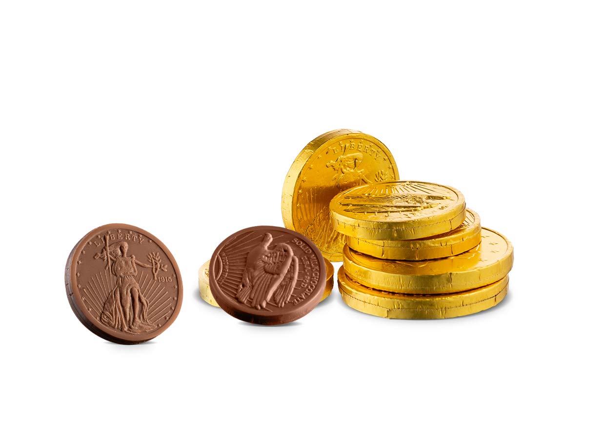 Madelaine Gold Chocolate Coins – St. Patrick’s Day Candy - Gold Foil Wrapped Milk Chocolate Coins Lucky Party Favors – Assorted Sizes 1/2 LB