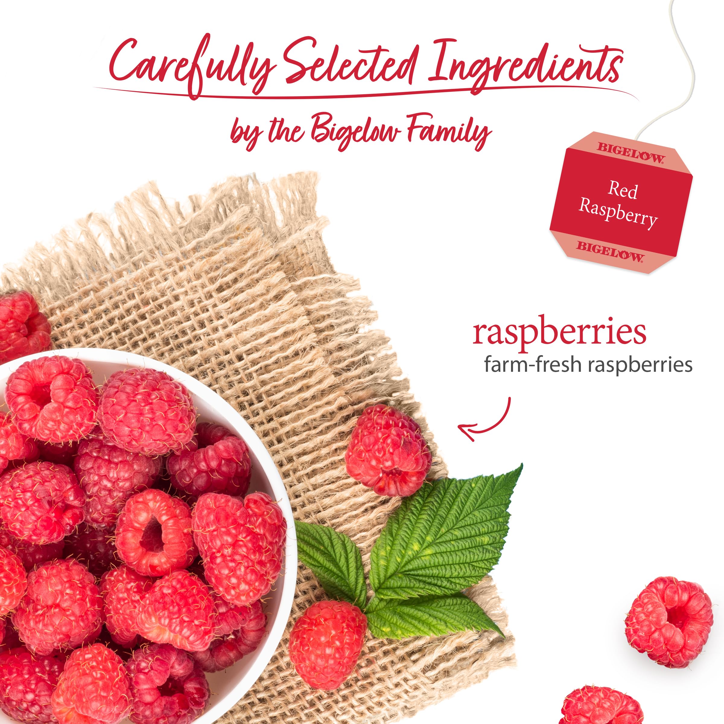 Bigelow Tea Red Raspberry Herbal Tea, Caffeine Free Tea with Red Raspberries, Apples and Elderberries, 20 Count Box (Pack of 6), 120 Total Tea Bags