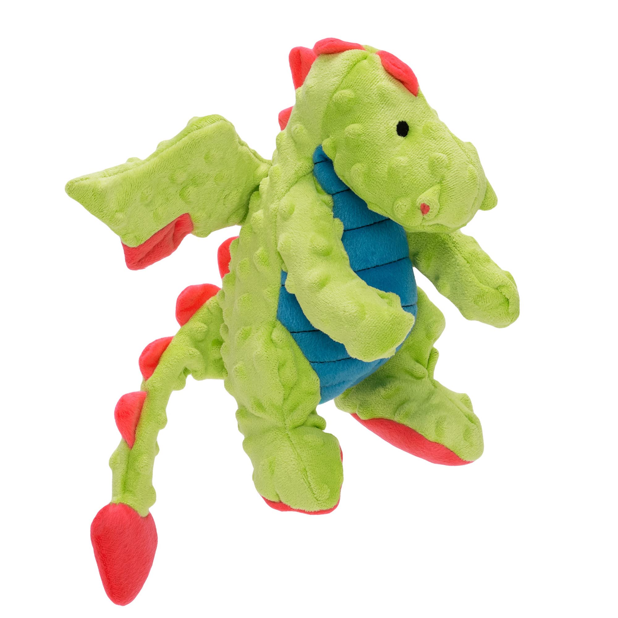 goDog Bubble Plush Dragons Squeaky Dog Toy, Chew Guard Technology - Green, Large