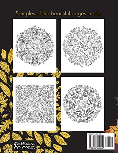 Fall into Autumn Adult Mandala Coloring Book: Relaxing Stress Relief Designs With Leaves, Flowers and Animals of Fall