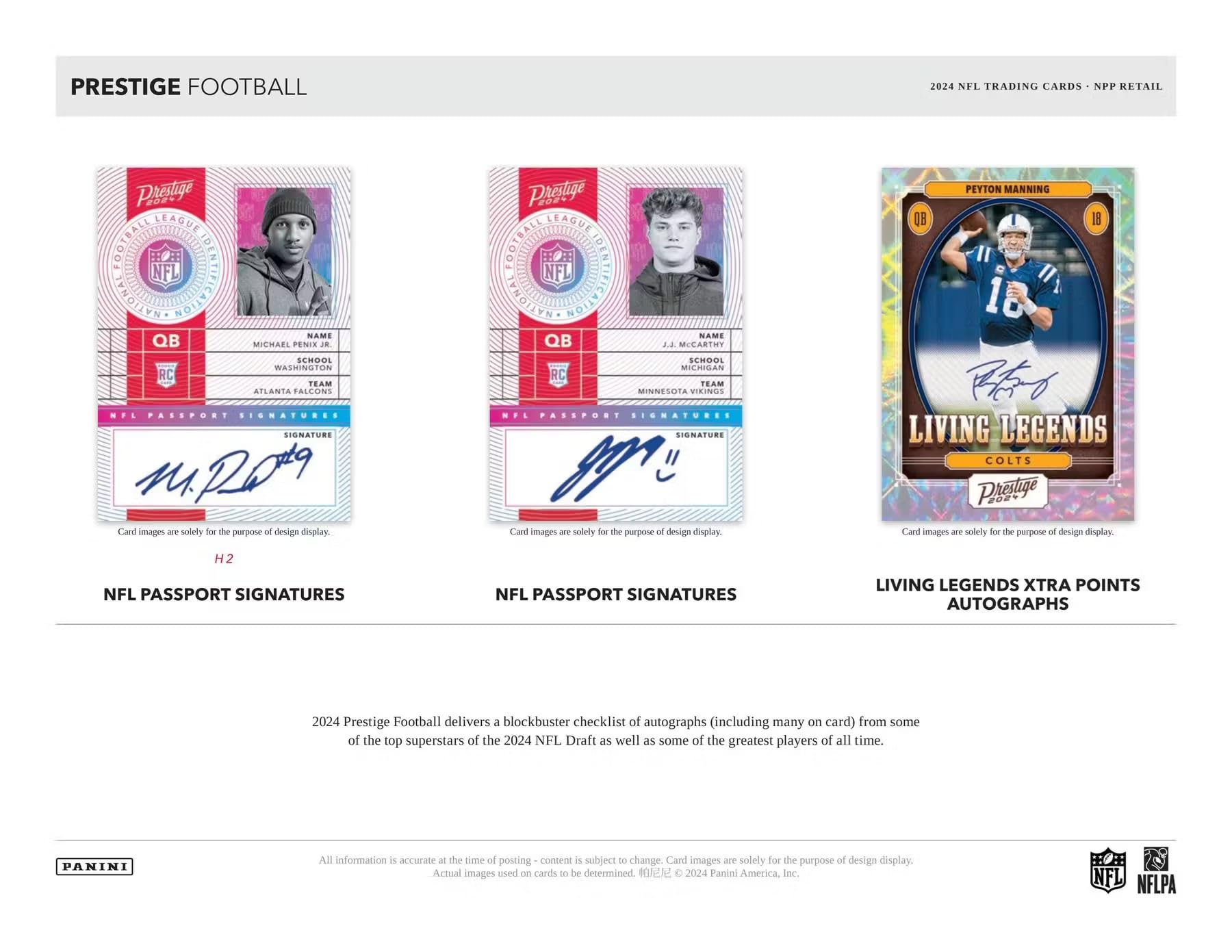 2024 Prestige Football Panini Trading 30 Cards Fat Pack (Box Nix, Jayden Daniels, Malik Nabers Rookie Cards)