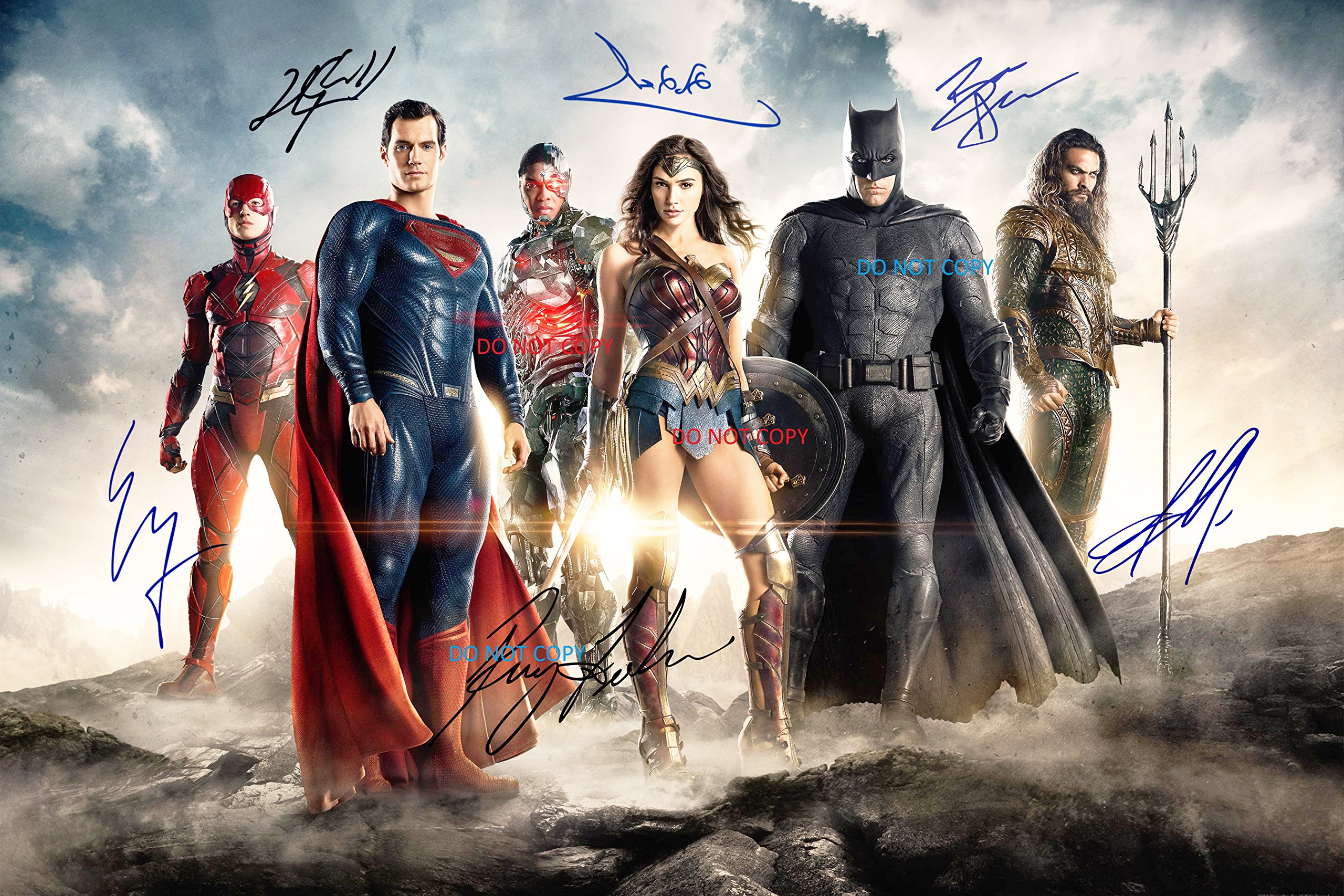 Justice League reprint cast signed autographed 12x18 movie poster photo Wonder Woman Batman