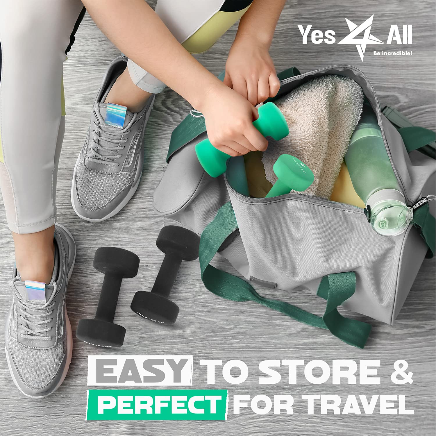 Yes4All 5 lbs Dumbbells Neoprene with Non Slip Grip β Great for Total Body Workout β Total Weight: 10 lbs (Set of 2)