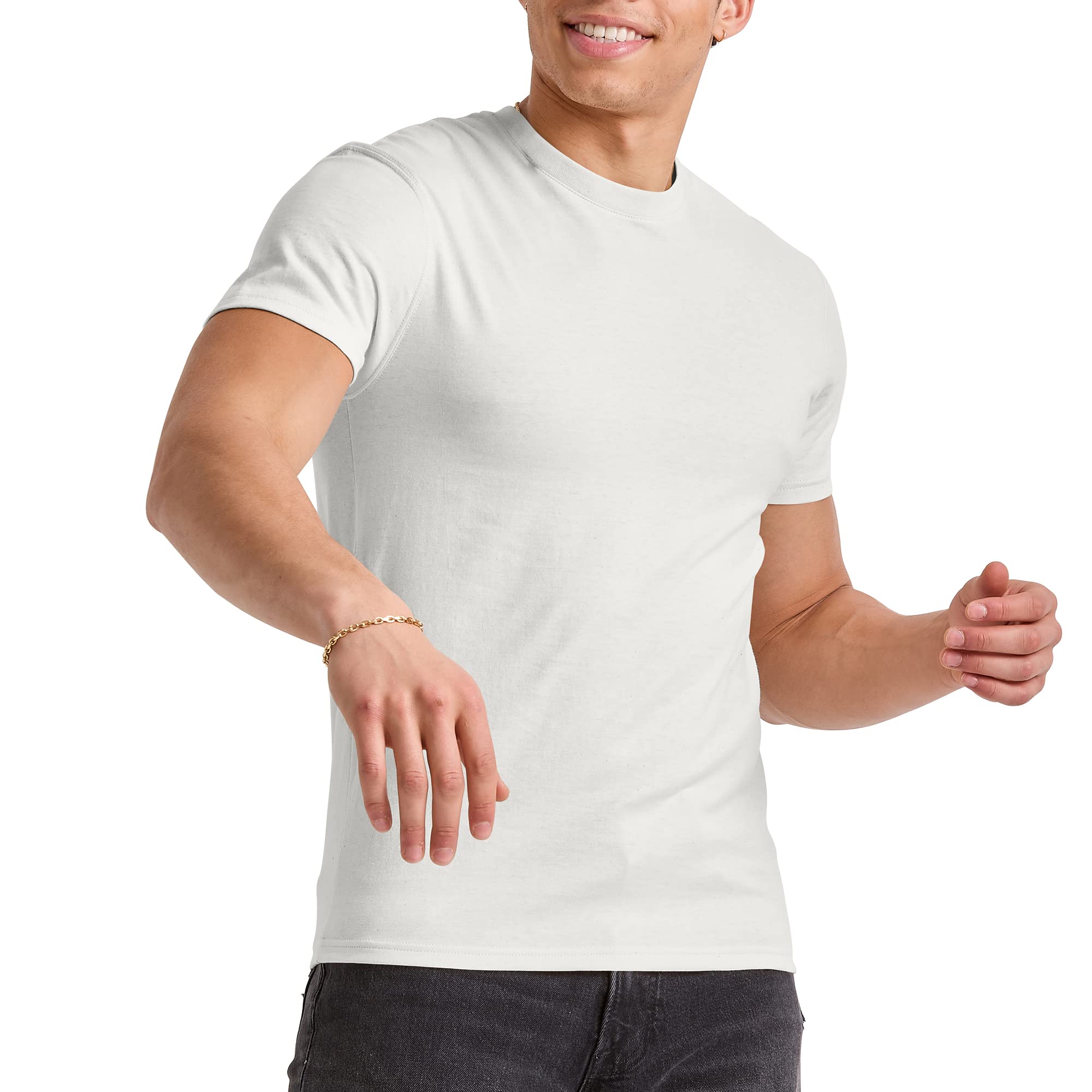 Hanes Comfortblend Standard Originals Lightweight, Crewneck T-Shirts for Men, Tri-Blend Tee, Tall Sizes, ECO White