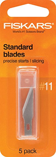 Fiskars Heavy Duty Die Cast, Exacto, 8 Inch, Precision Knife for Crafts, Multi Use Blade with Protective Cover, Steel & 196010-1006 Standard Number 11 Blades, 5 Pack, Orange