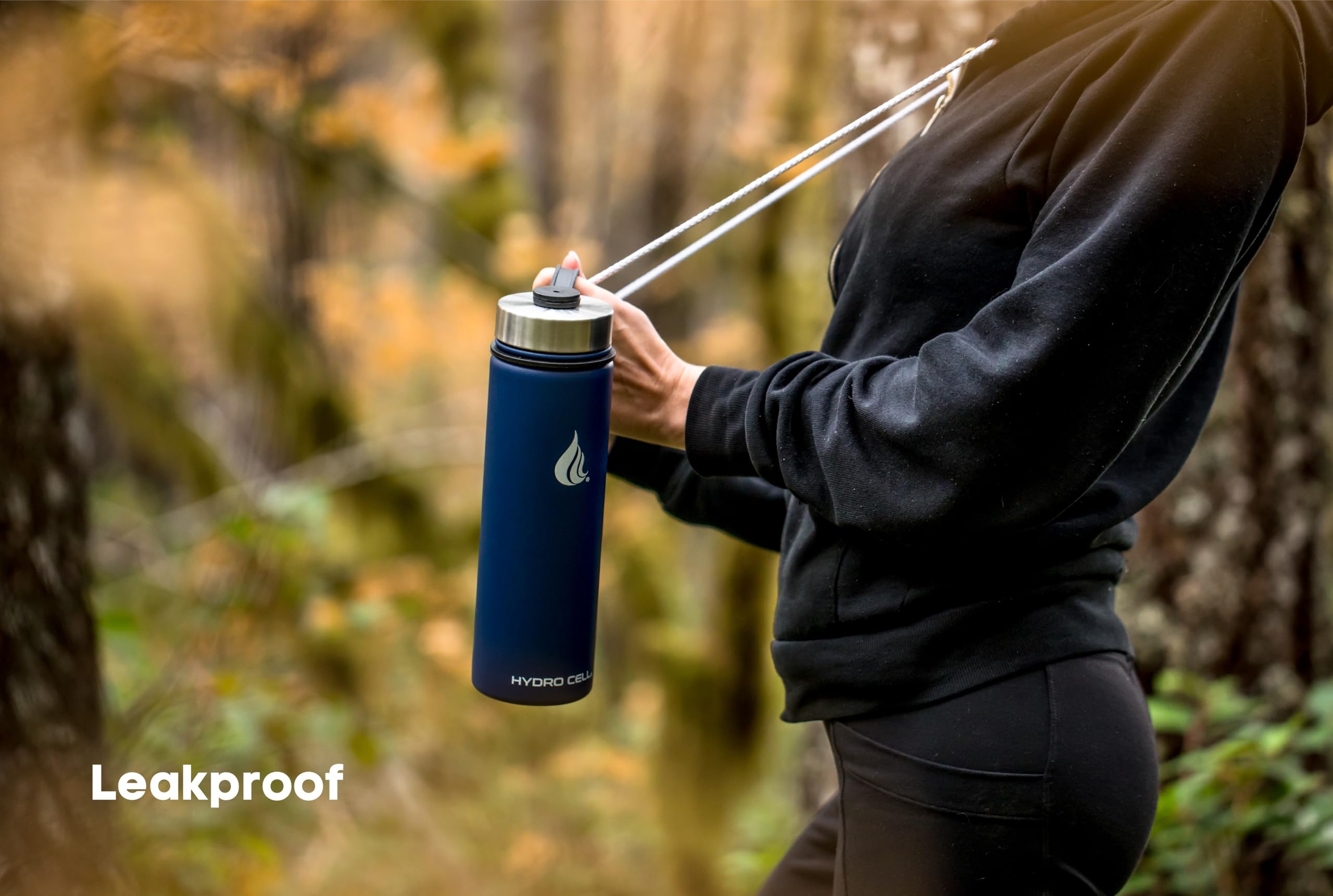 HYDRO CELL Stainless Steel Insulated Water Bottle with Straw - For Cold & Hot Drinks - Metal Vacuum Flask with Screw Cap and Modern Leakproof Sport Thermos for Kids & Adults (Navy 24oz)