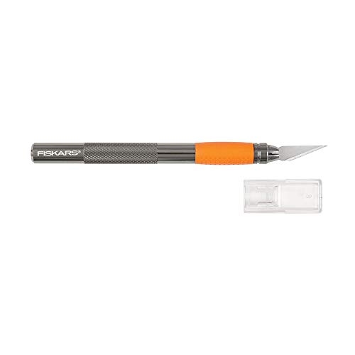 Fiskars Heavy Duty Die Cast, Exacto, 8 Inch, Precision Knife for Crafts, Multi Use Blade with Protective Cover, Steel & 196010-1006 Standard Number 11 Blades, 5 Pack, Orange