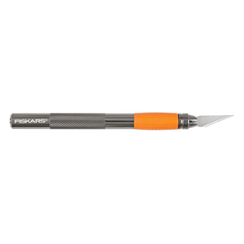 Fiskars Heavy Duty Die Cast, Exacto, 8 Inch, Precision Knife for Crafts, Multi Use Blade with Protective Cover, Steel & 196010-1006 Standard Number 11 Blades, 5 Pack, Orange