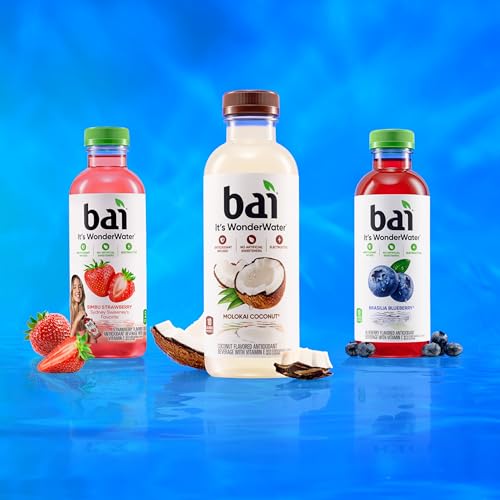 Bai Antioxidant Infused Water Beverage, Molokai Coconut, with Vitamin C and No Artificial Sweeteners, 18 Fluid Ounce Bottle, 12 Pack