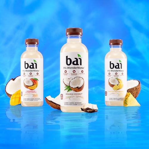 Bai Antioxidant Infused Water Beverage, Molokai Coconut, with Vitamin C and No Artificial Sweeteners, 18 Fluid Ounce Bottle, 12 Pack