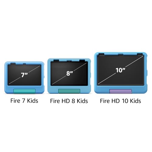 Amazon Fire 7 Kids tablet (newest model) ages 3-7. Top-selling 7" kids tablet on Amazon. Includes 6 months of ad-free and exclusive content, easy parental controls, 10-hr battery, 16 GB, Blue