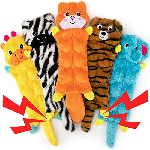AWOOF Dog Squeaky Toys No Stuffing, Crinkle Dog Toy (Animals)