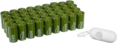 Amazon Basics Dog Poop Bags with Dispenser, 540 Count, Enhanced for Guaranteed Leakproof, Unscented, Includes Leash Clip
