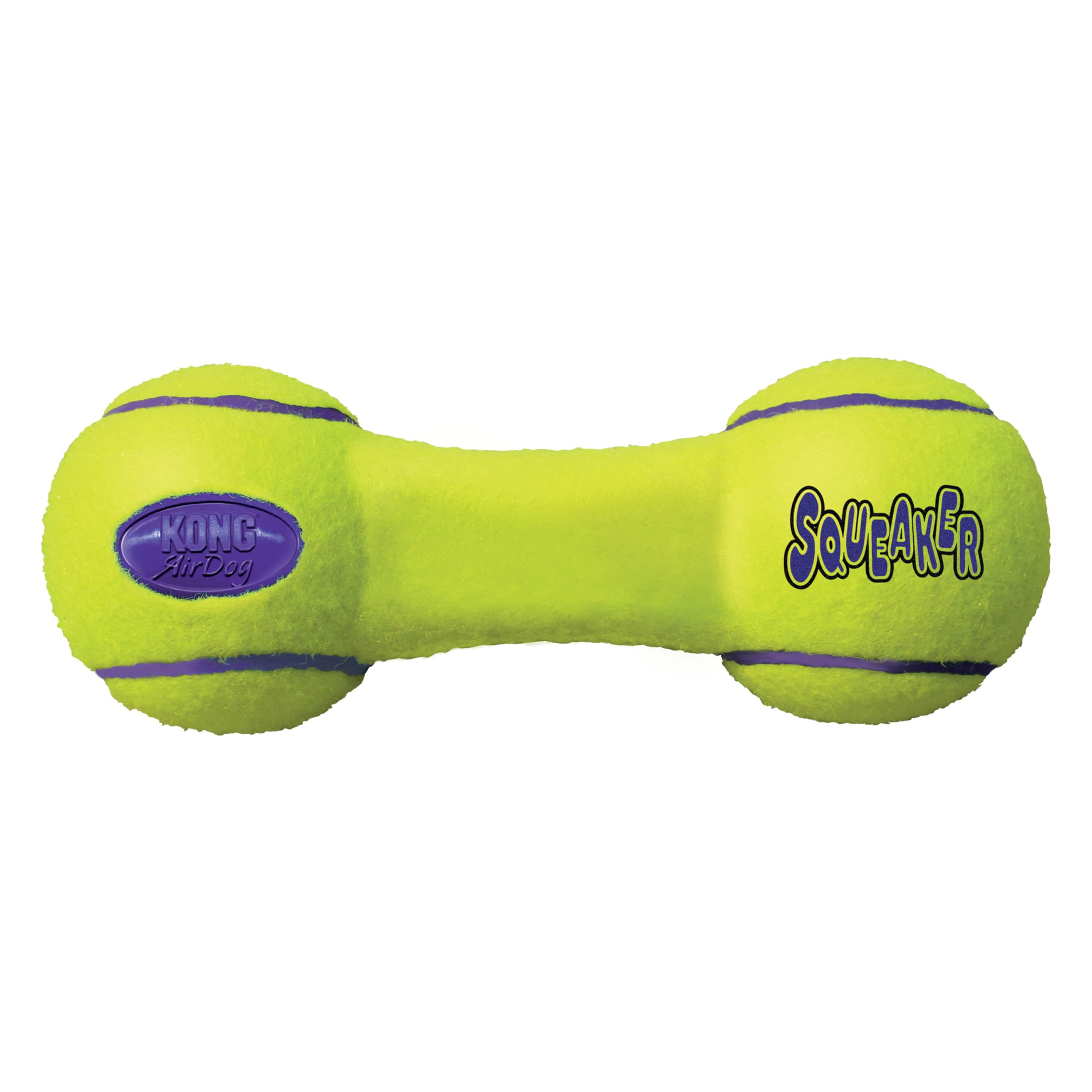 KONG - AirDog® Squeaker Dumbbell - Squeaky Bounce and Fetch Toy, Tennis Ball Material - For Medium Dogs