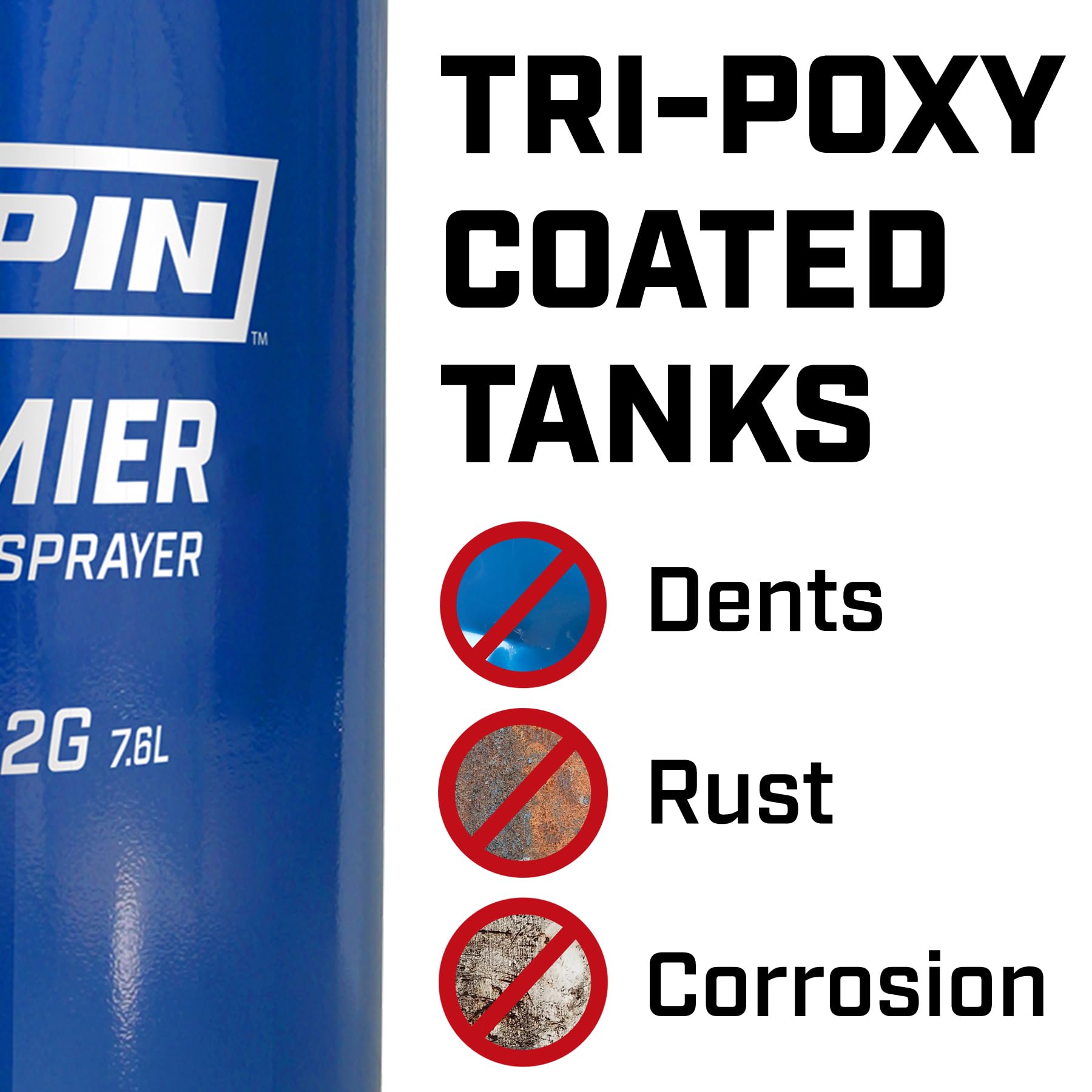 Chapin Premier Pro 1 Gallon Tri Poxy Steel Tank Handheld Liquid Sprayer for Lawn and Garden with Lock On, Adjustable Nozzle, and Wide Mouth Opening