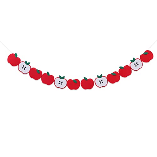 Apple Homecoming Felt Garland-Apple decoration, autumn banner, red, meadow green and twine, apple theme party decoration, school banner, classroom decoration, children and school teachers on the first day of school. (Apple)