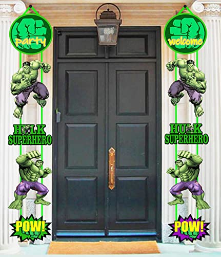 Superhero Hulk Banner Door Sign Banner Superhero Hulk Party Decorations for Kids Boys Birthday Baby Shower