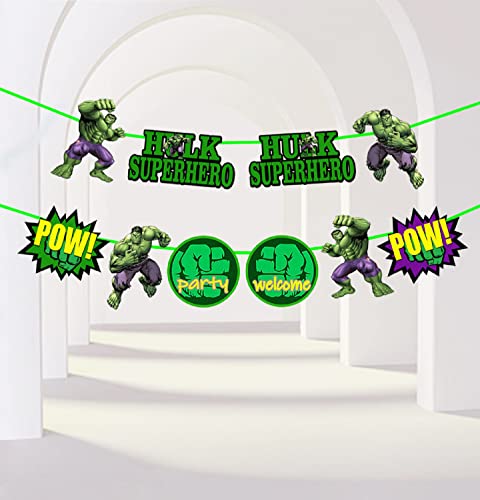 Superhero Hulk Banner Door Sign Banner Superhero Hulk Party Decorations for Kids Boys Birthday Baby Shower