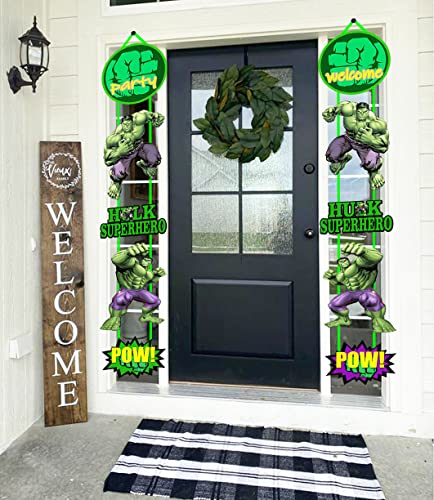 Superhero Hulk Banner Door Sign Banner Superhero Hulk Party Decorations for Kids Boys Birthday Baby Shower