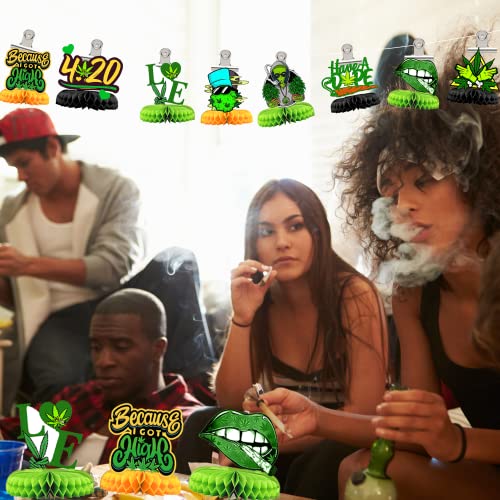 8pcs Weed Honeycomb Centerpieces,420 Decorations for Weed Party, Weed Party Decorations for Adults, Marijuana Weed Leaf Have a Dope Birthday Party Supplies