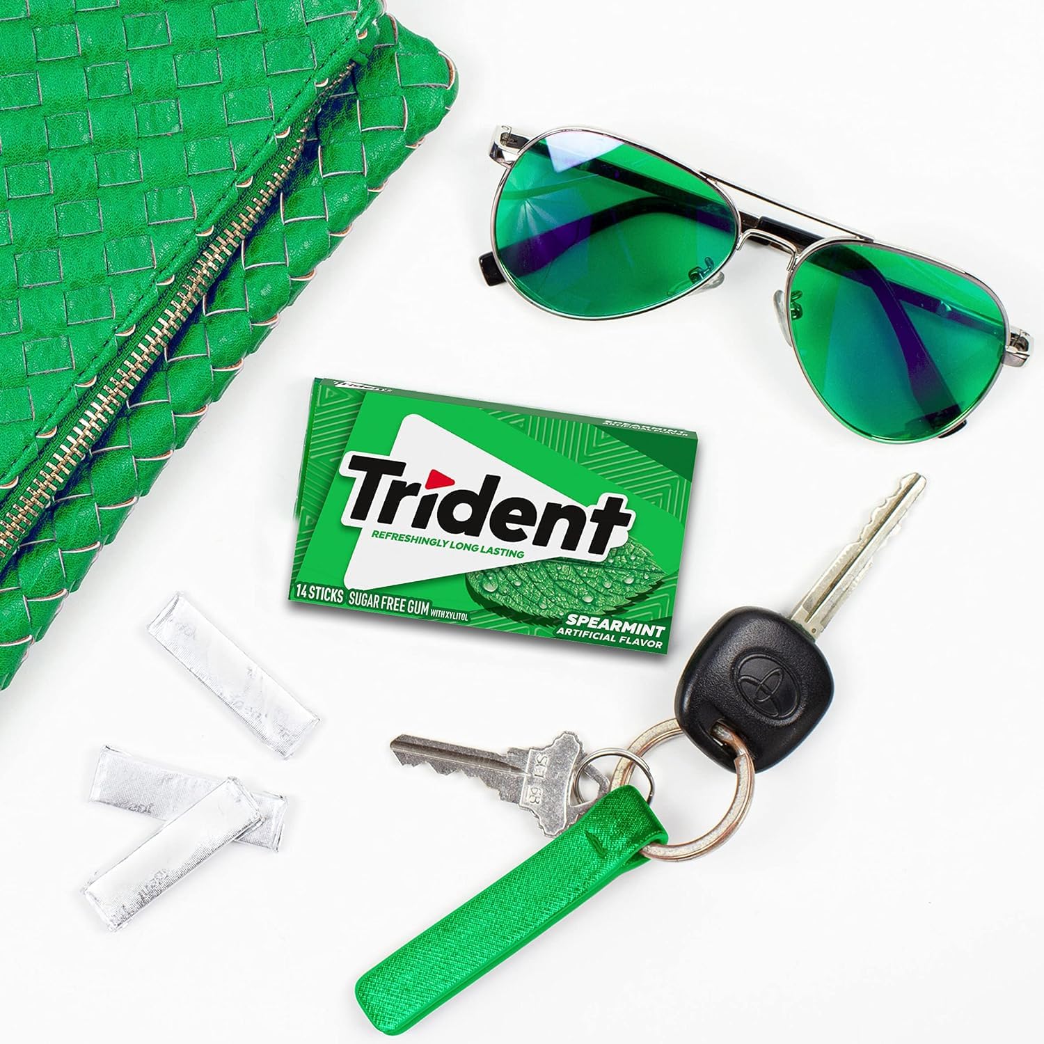 Trident Spearmint Sugar Free Gum, 12 Packs of 14 Pieces (168 Total Pieces)
